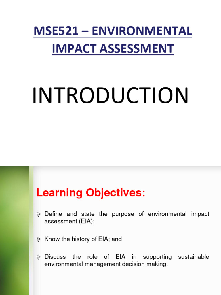 Introduction and Overview of The Environmental Impact Assessment 3 ...