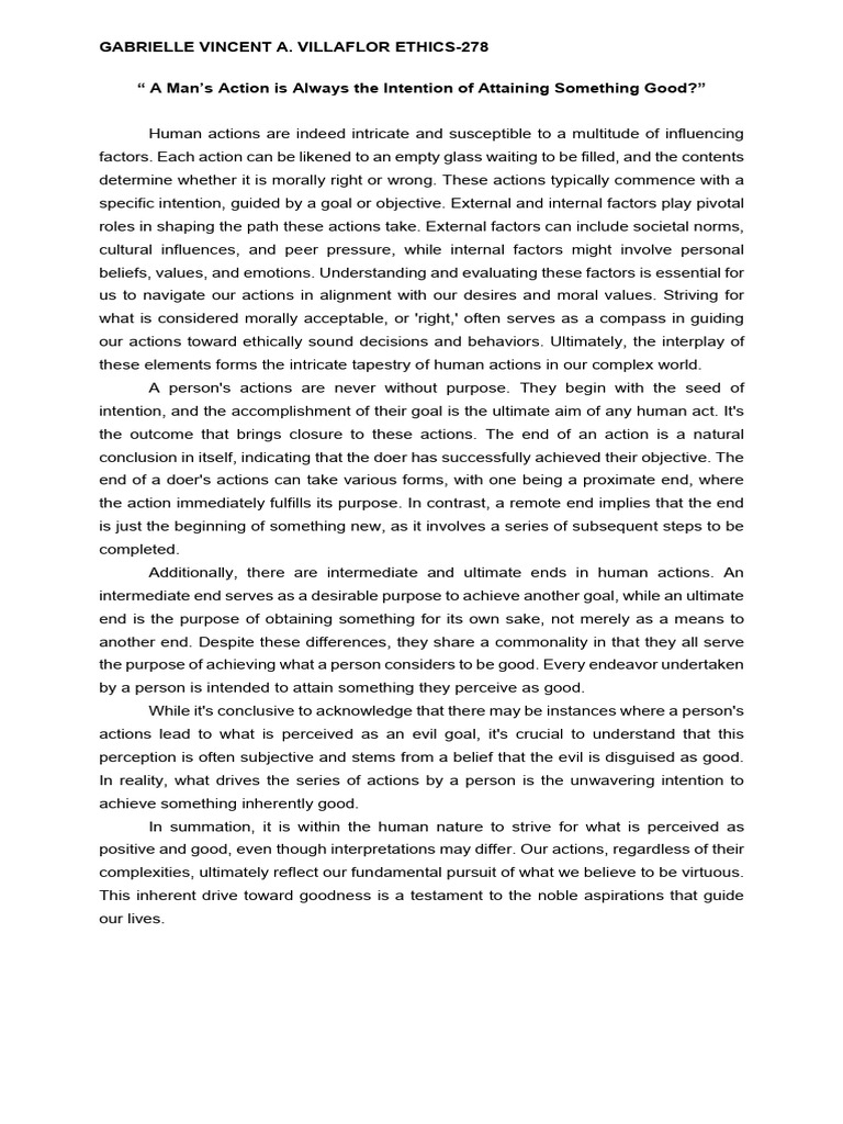 Understanding Human Intentions in Ethics | PDF | Intention | Goal