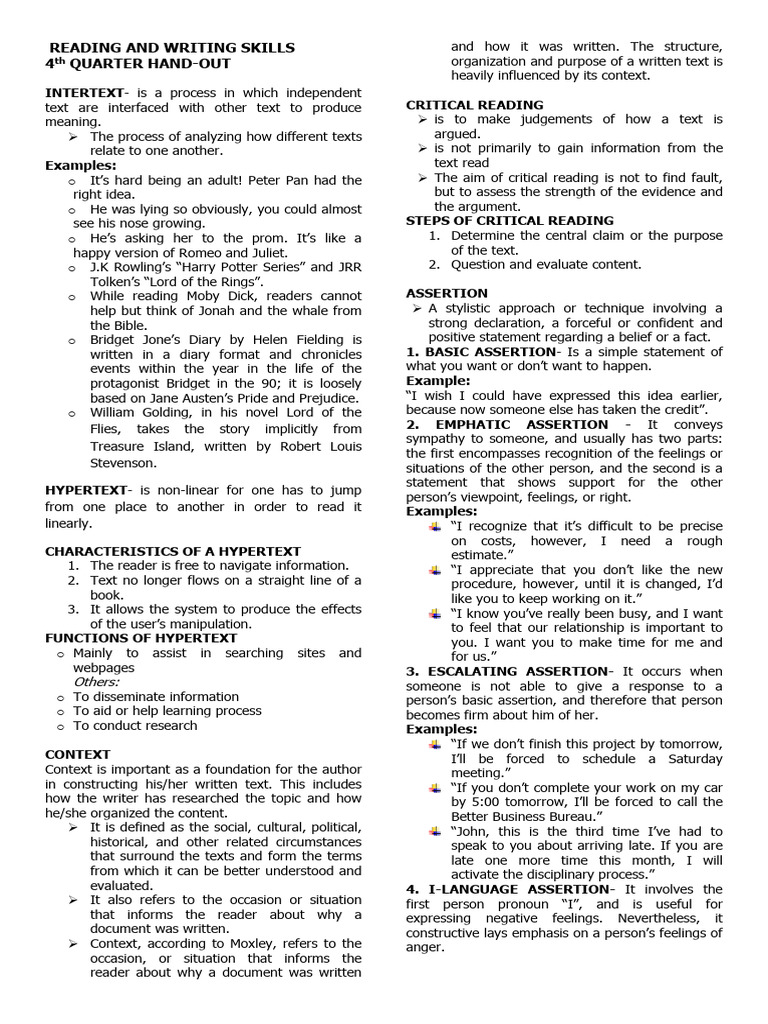 RW FINAL TERM Handout | PDF | Résumé