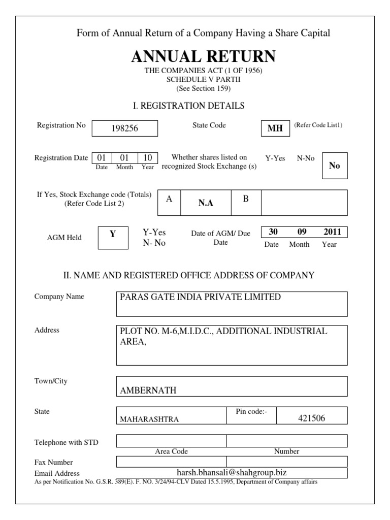 Annual Return | PDF | Corporations