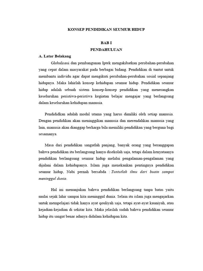 Konsep Pendidikan Seumur Hidup | PDF | Ilmu Sosial | Agama & Spiritualitas