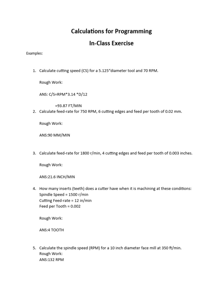 Calculations for Programming- In Class Exercise | PDF