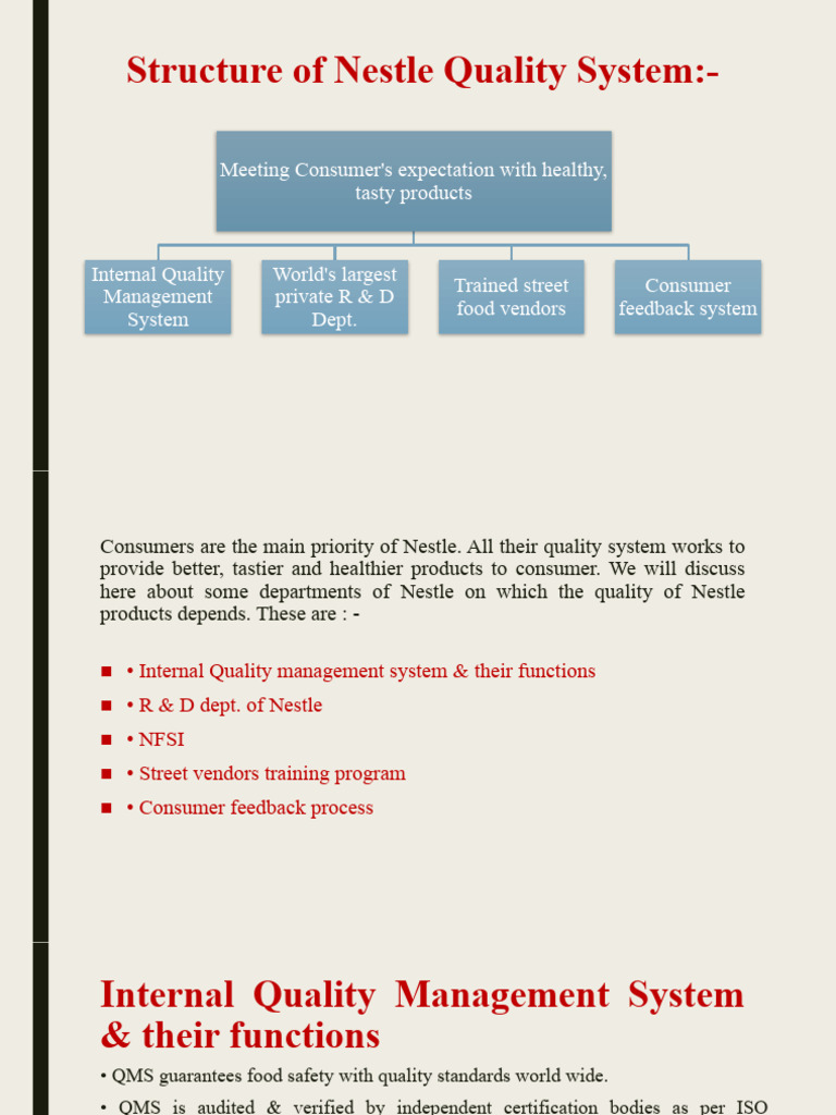 Structure of Nestle Quality System (2) | PDF | Quality Management ...