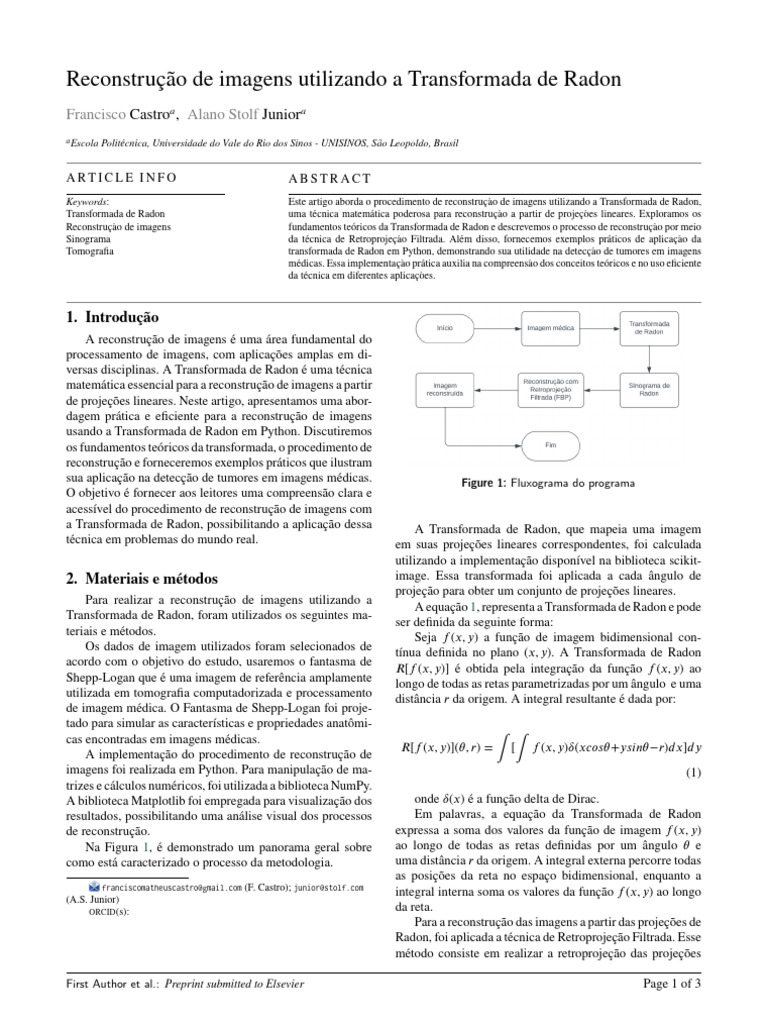 Reconstrução de Imagens e Transformada de Radon | PDF