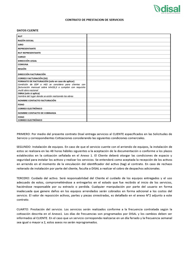 Contrato Base Generico Rev.03 | PDF | Business | Industrias de servicio