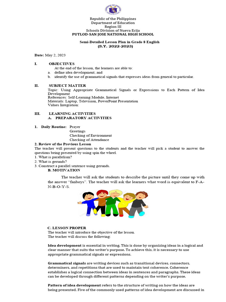 Q4 - M1 (05-02-23 Tuesday) (General-Particular) | PDF | Learning | Teachers