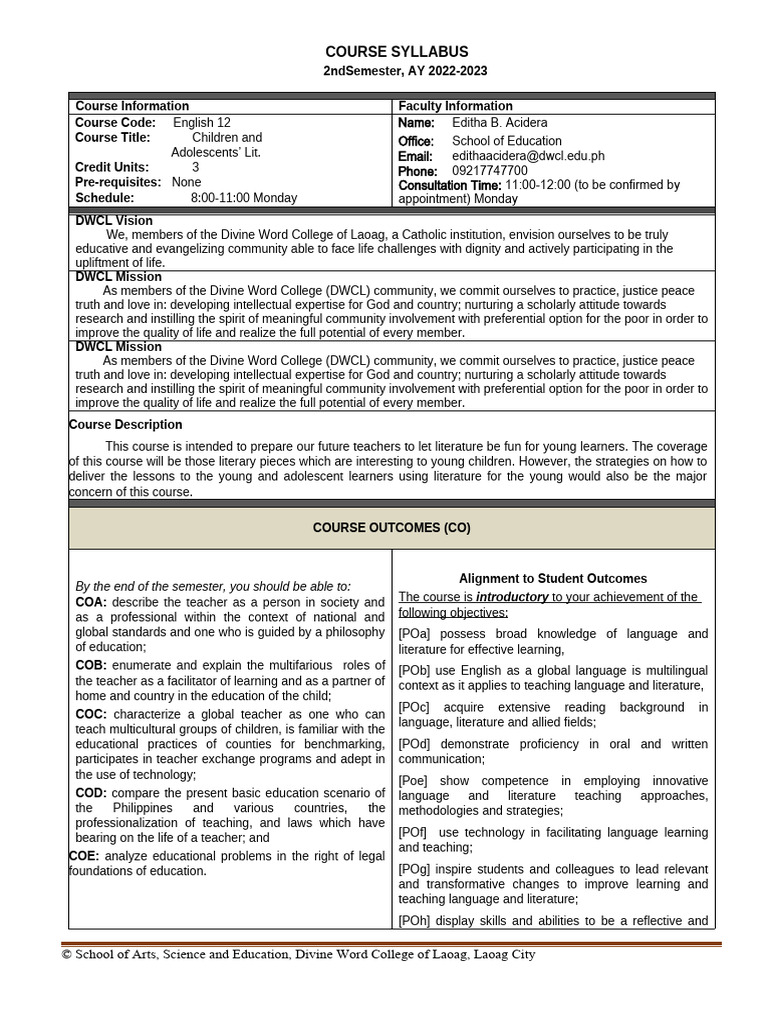 English 12 Syllabus | PDF | Teachers | Disciplines