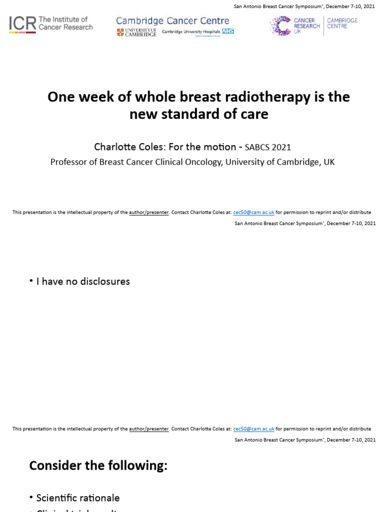 Dr. Hugo Romero DB1 PRO | PDF | Breast Cancer | Radiation Therapy