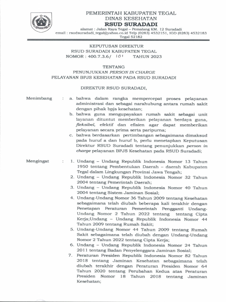 SK Tentang PIC BPJS Kesehatan | PDF