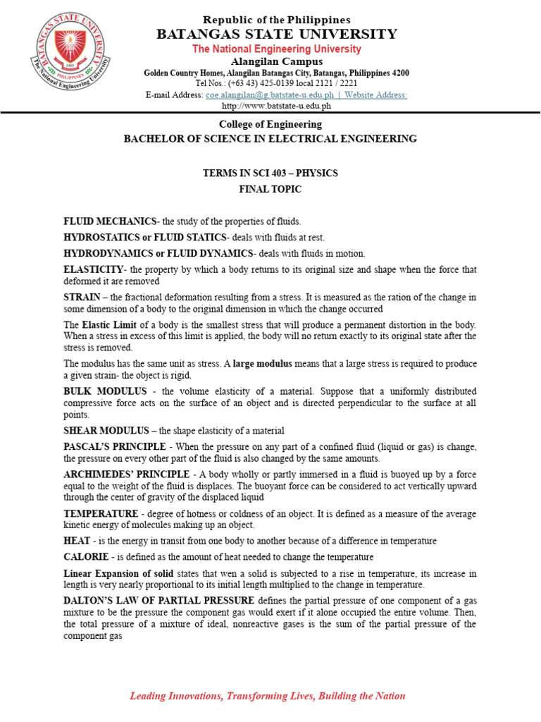 Physics Terms | PDF | Voltage | Electrical Resistance And Conductance