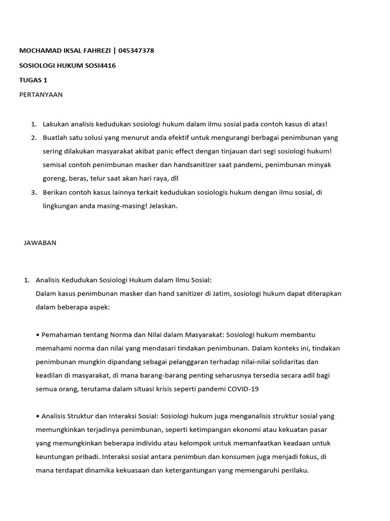 Mochamad Iksal Fahrezi 045347378 SOSI4416 | PDF