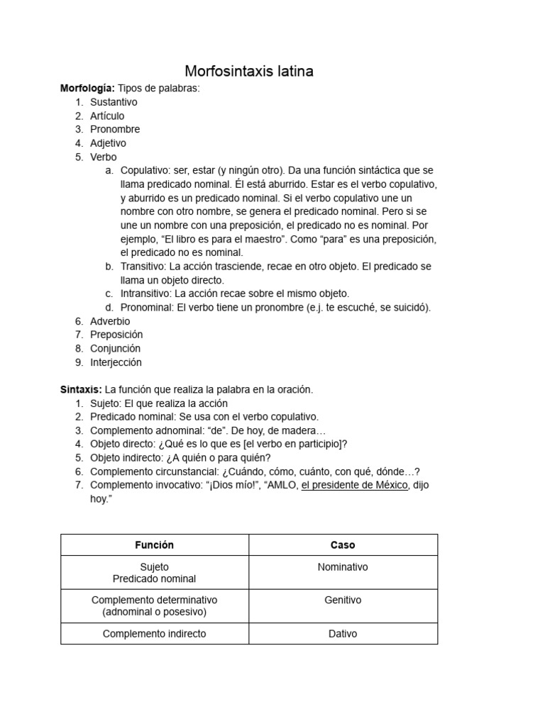 Morfosintaxis Latina | PDF | Predicado (Gramática) | Verbo