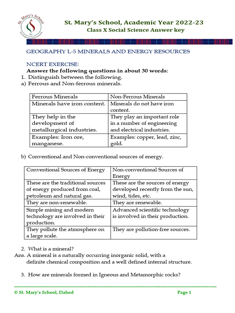 Minerals and Energy Resources | PDF | Lignite | Energy Development