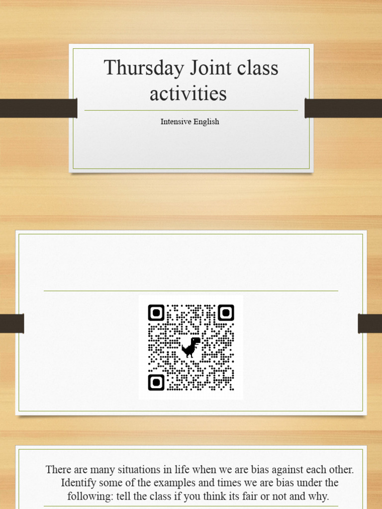 Thursday Joint Class Activities | PDF | Etiquette | Inference