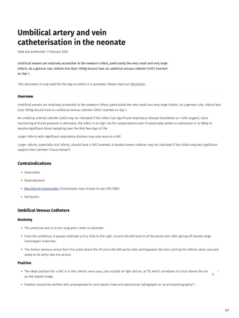 Umbilical Catheterization | PDF
