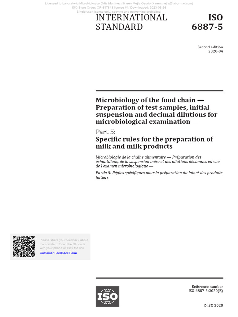 Iso 6887-5 - 2020 | PDF | Milk | Cream