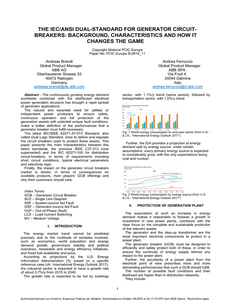 21.the IEC ANSI Dual-Standard For Generator Circuit-Breakers Background ...