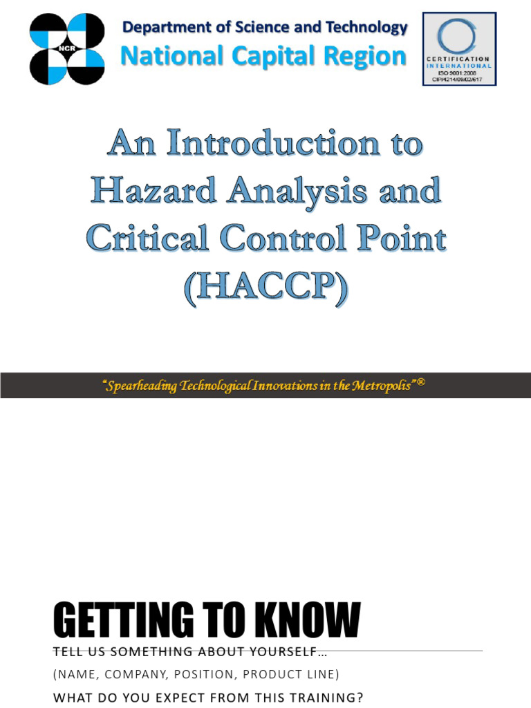 Introduction to HACCP | PDF | Hazard Analysis And Critical Control Points | Hazards