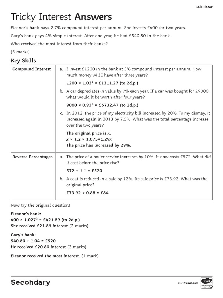 GCSE Interest Answers | PDF
