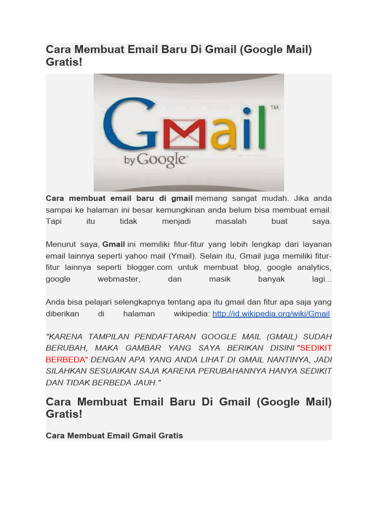 Cara Membuat Email Baru Di Gmail | PDF | Pengembangan Diri