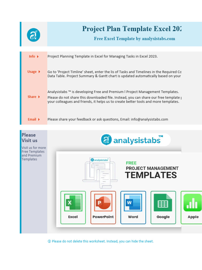 Project Plan Template Excel 2023 | PDF | Microsoft Excel | Software ...
