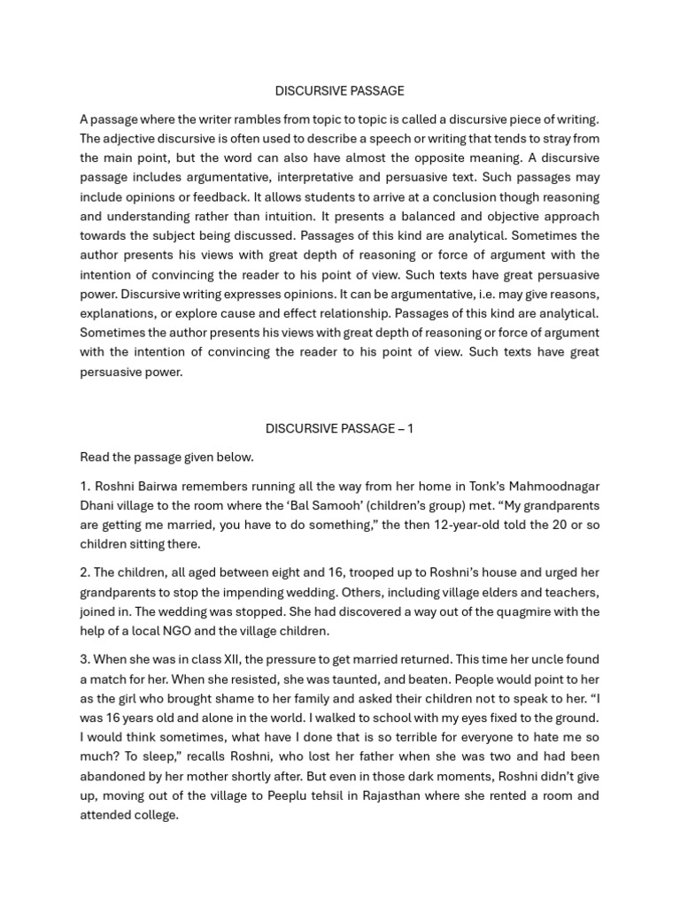 Discursive Passage - 1 | PDF | Reason | Argument