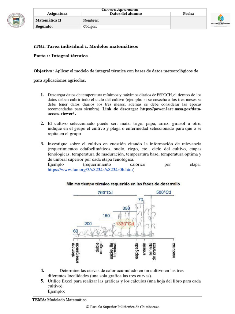 1TG1. Tarea Grupal 1. Modelos Matematicos | PDF | Agricultura