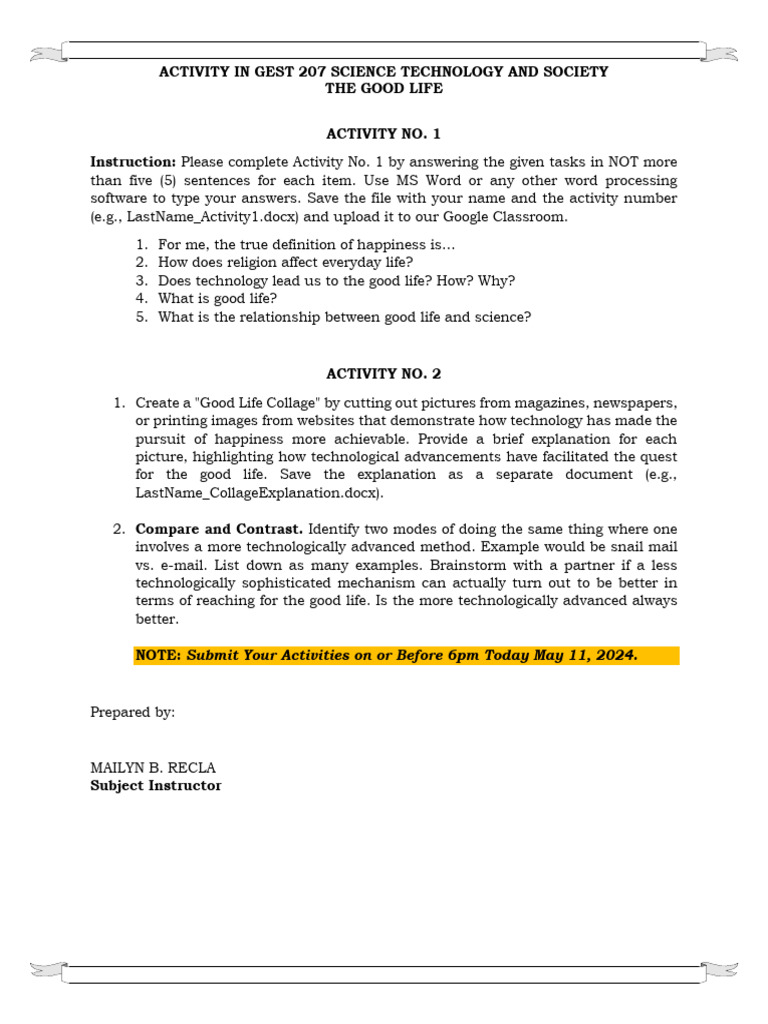 The Good Life Activities-gest 2027 | PDF