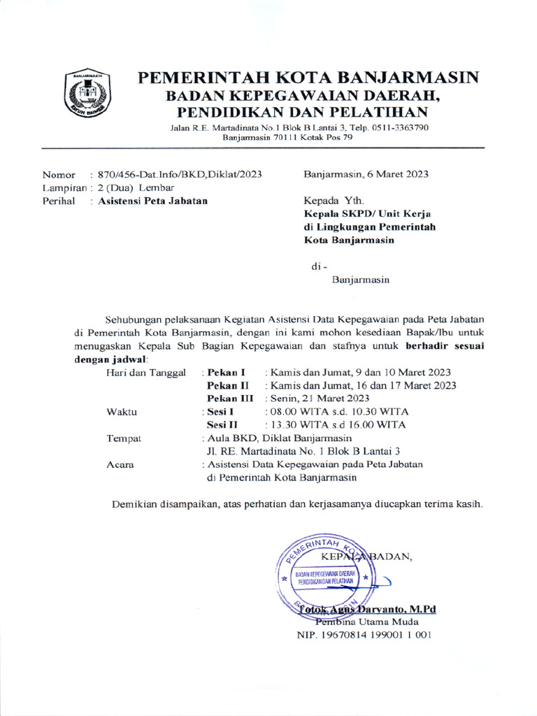 870 456-Dat - Info BKD, DIKLAT 2023 Undangan-Bkd-2023 PDF | PDF