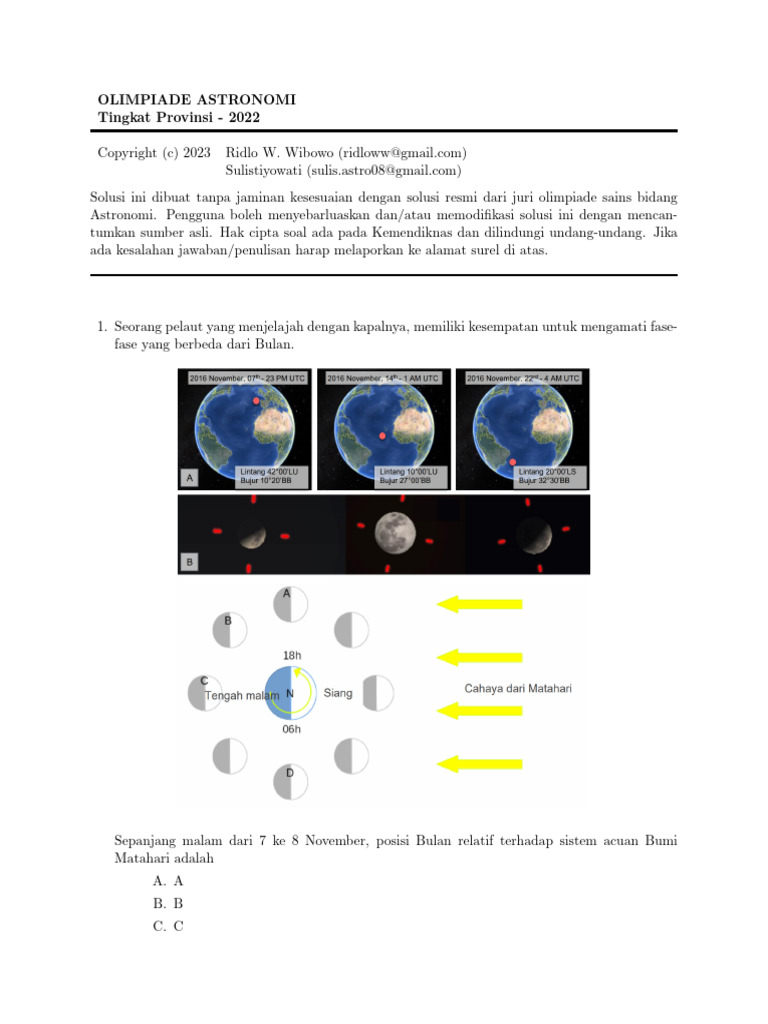 Solusi OSP Astronomi 2022 | PDF