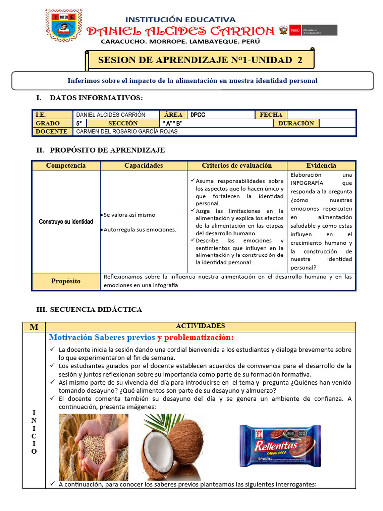 5° DPCC - Sesión N°1 - Unidad 2 - Dac 2024 | PDF | Las emociones | Adolescencia