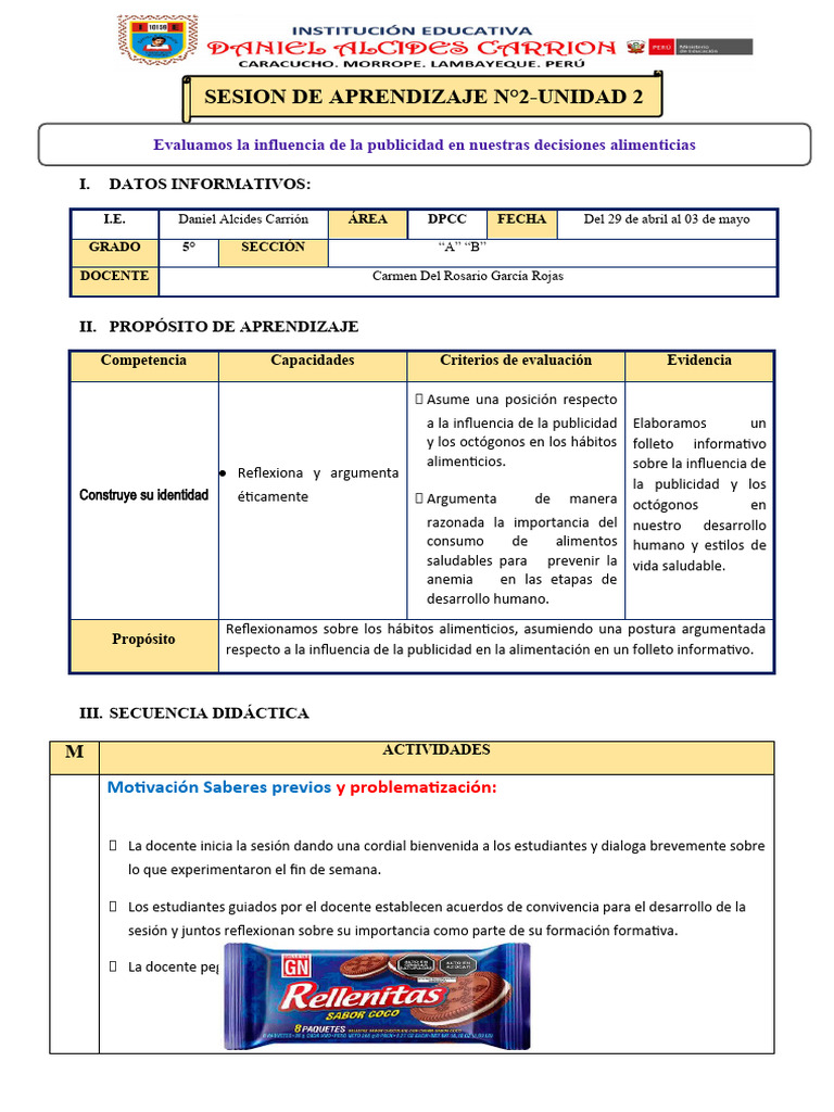 5° DPCC - Sesión 2 - Unidad 2 - Dac 2024 | PDF | Publicidad | Ciencia cognitiva
