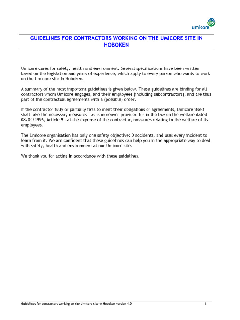 Guidelines For Contractors v4 Hoboken en | PDF | Personal Protective ...