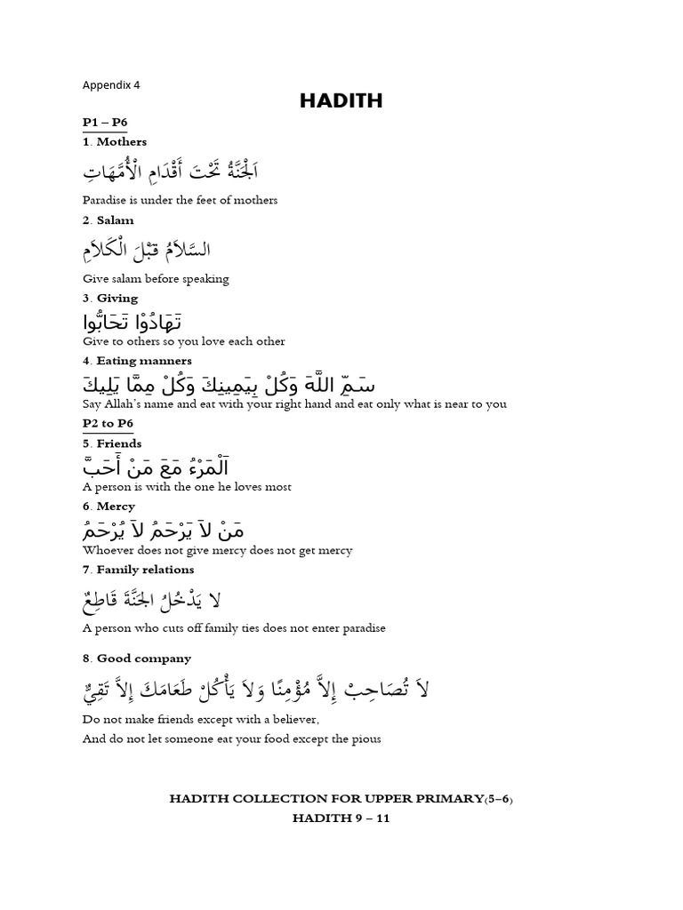 Collection of Hadiths Islamic Studies Mount Safa | PDF | Theology ...