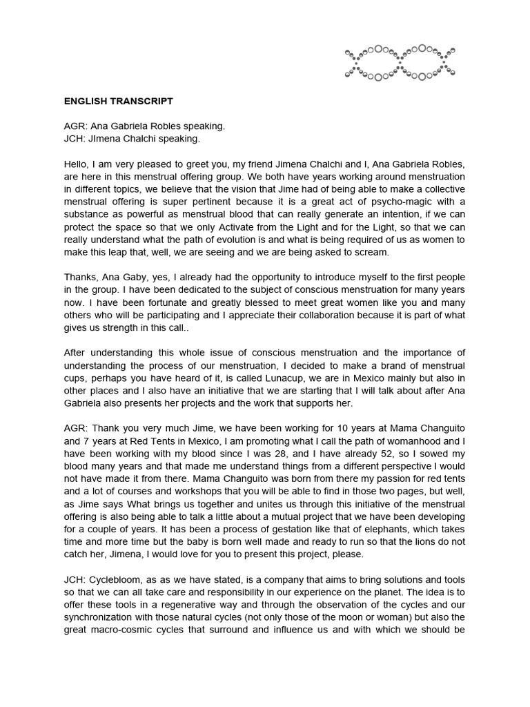 Menstrual Offering 2020_ Intro Transcript | PDF | Menstruation