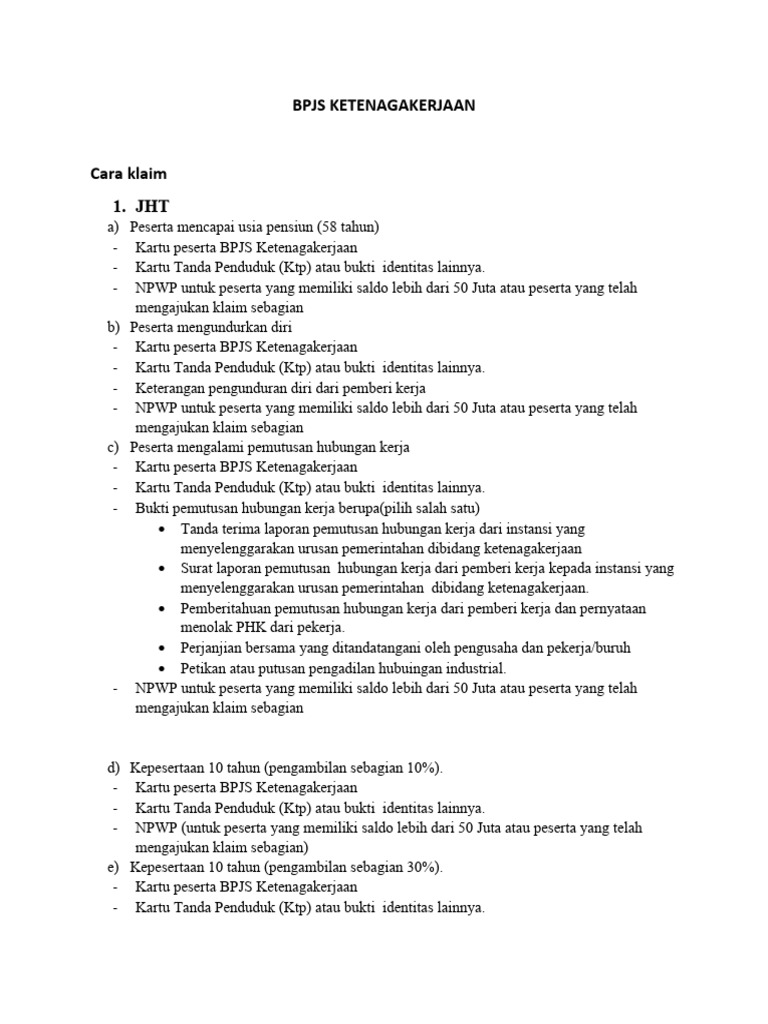 Proses Klaim BPJS TK | PDF