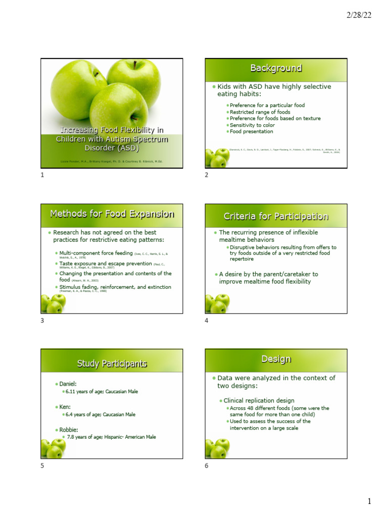 Food Presentation Handout | PDF | Autism Spectrum | Reinforcement