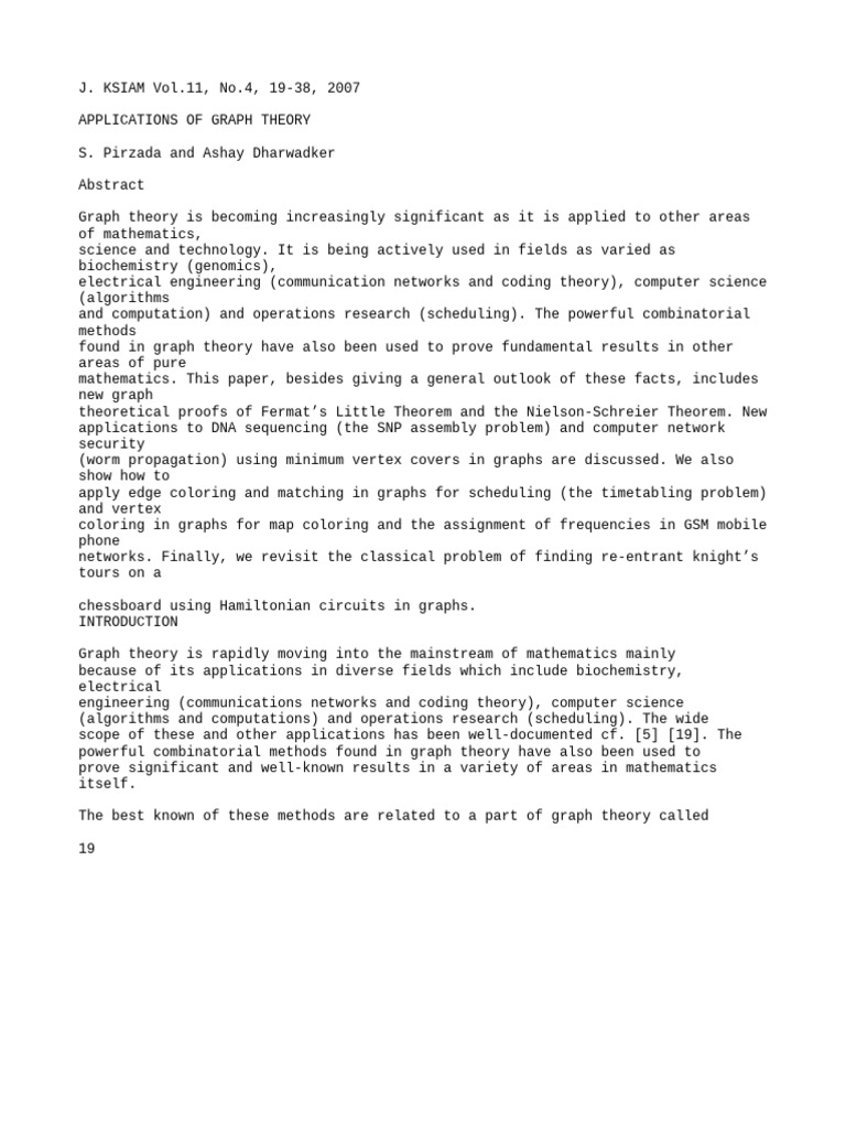 Applications of Graph Theory | Download Free PDF | Group (Mathematics) | Graph Theory