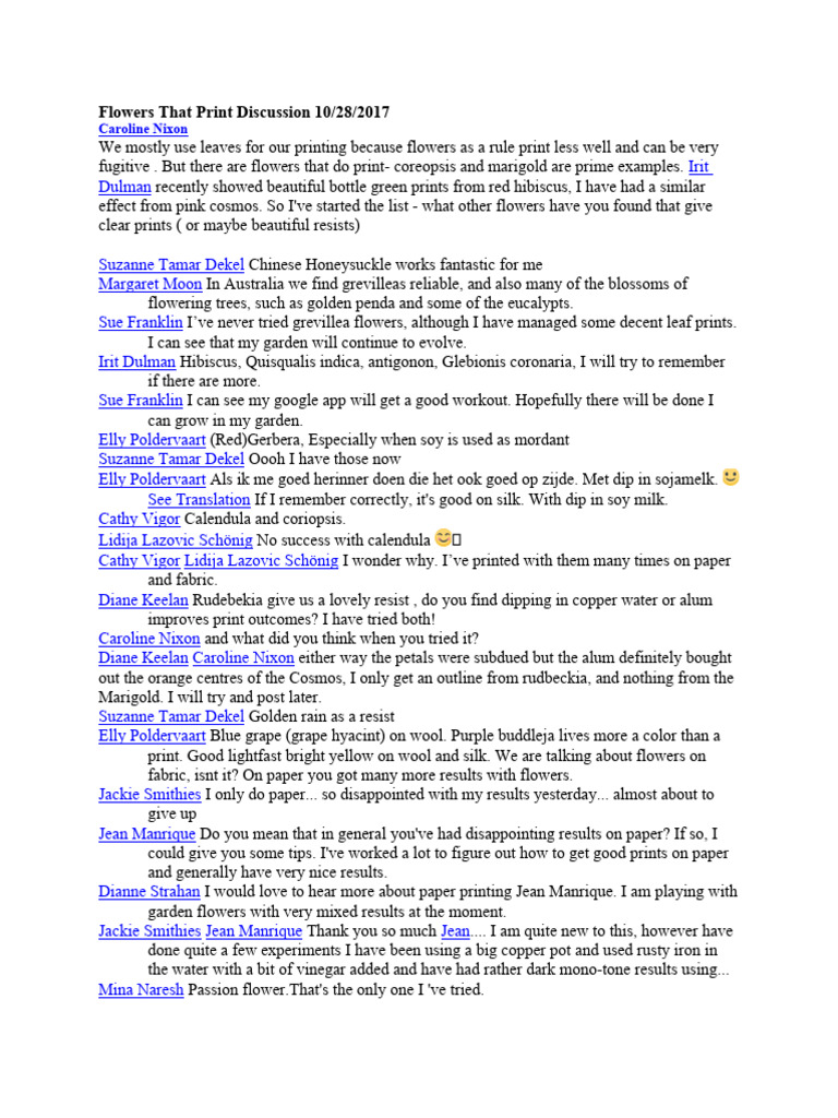Flowers That Print Discussion | PDF | Plants