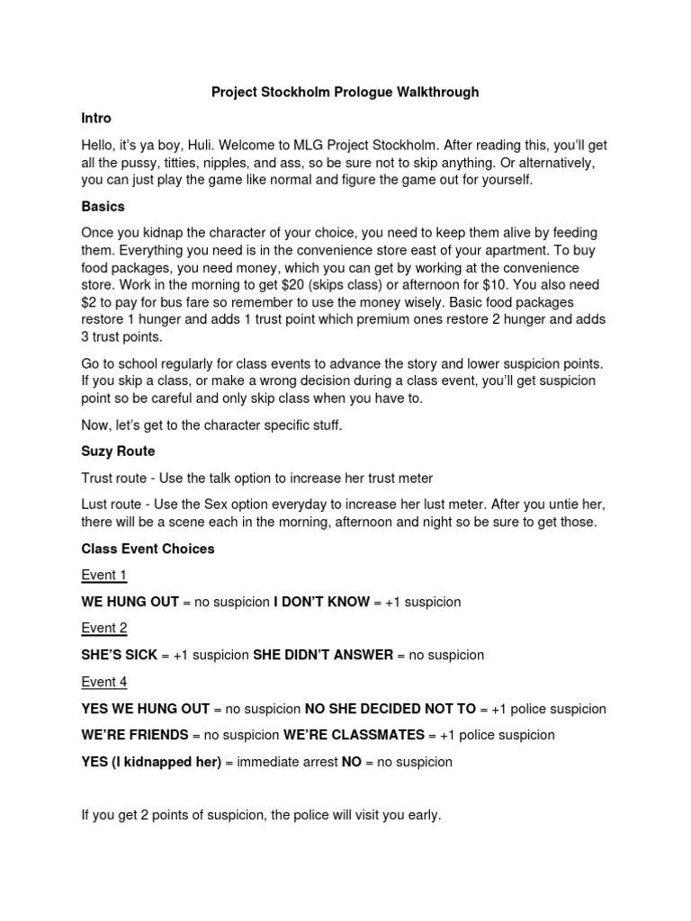 Project Stockholm Prologue Walkthrough | PDF | Self-Improvement