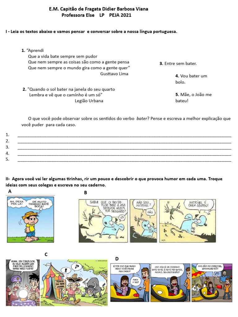 Polissemia Bater Humor em Tirinhas | PDF