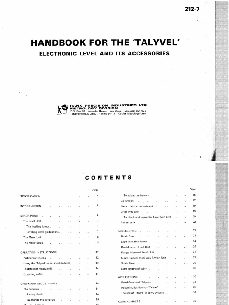 Talyvel 1& 2 Handbook 212-7 | PDF