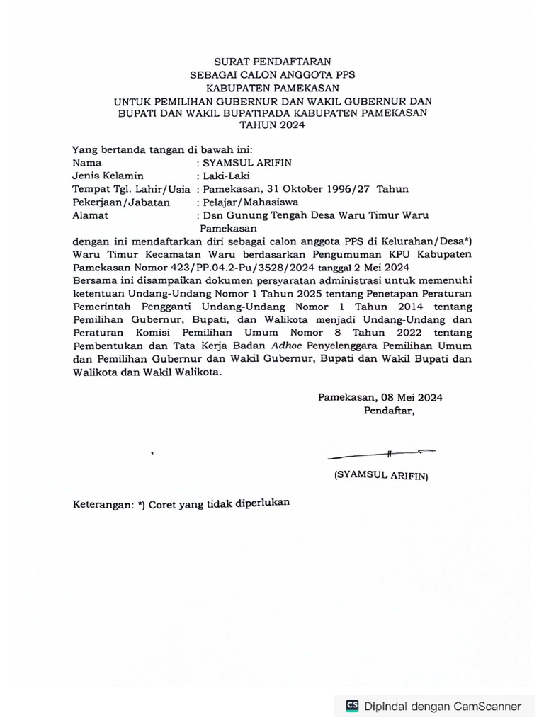 surat pendaftaran | PDF