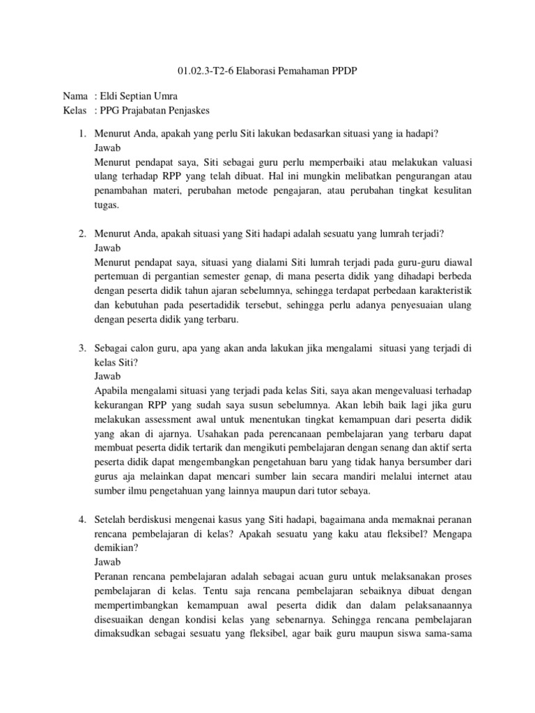 TOPIK 2. Elaborasi Pemahaman PPDP - ELDI SEPTIAN UMRA | PDF | Karier & Perkembangan