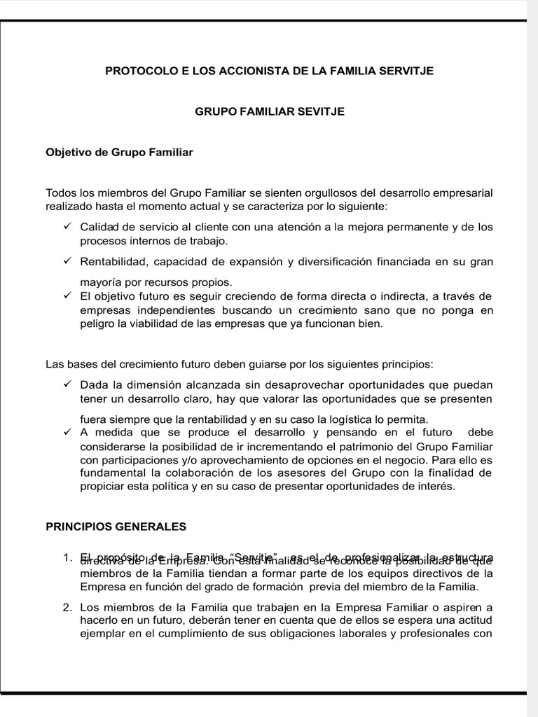 Ejemplo Protocolo Familiar Grupo Bimbo | PDF
