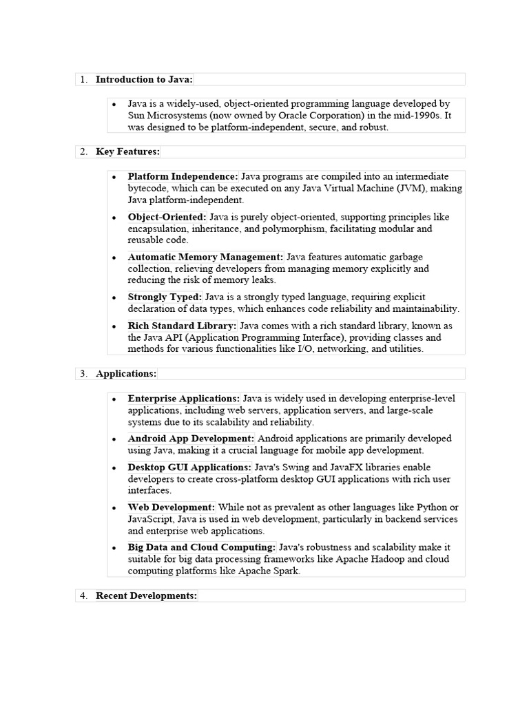 Introduction To Java Pdf Java Programming Language Cross Platform Software