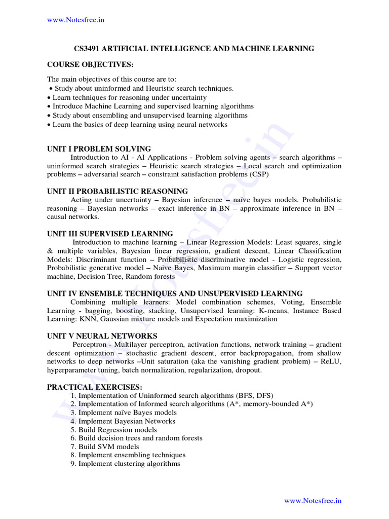 Artificial Intelligence and Machine Learning Question Bank | PDF | Ordinary Least Squares ...