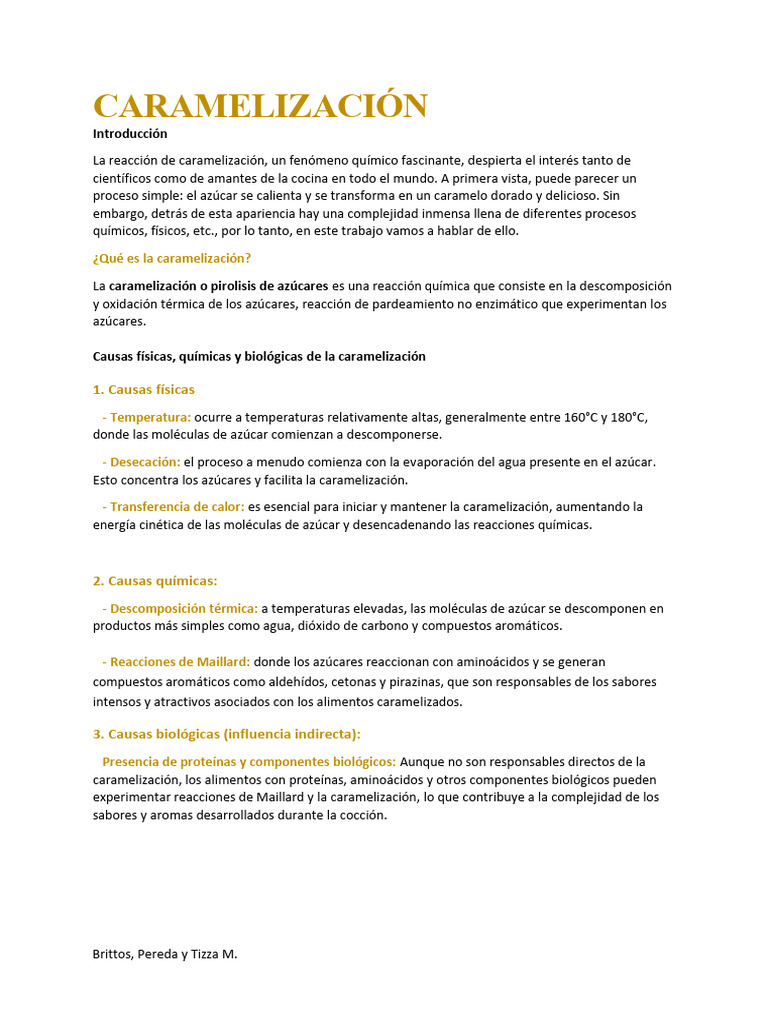 CARAMELIZACIÓN-Pereda,Brittos,Tizza | PDF | Caramelo | Alimentos