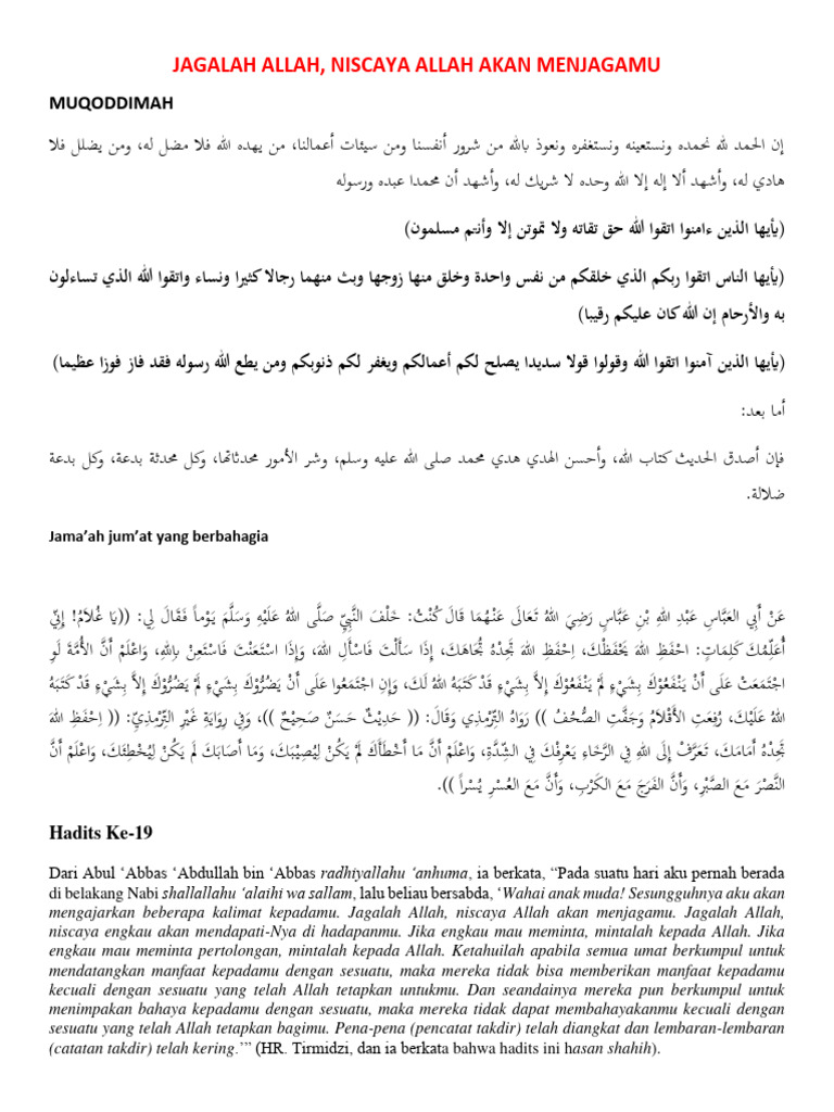 Jagalah Allah, Niscaya Dia Menjagamu | PDF