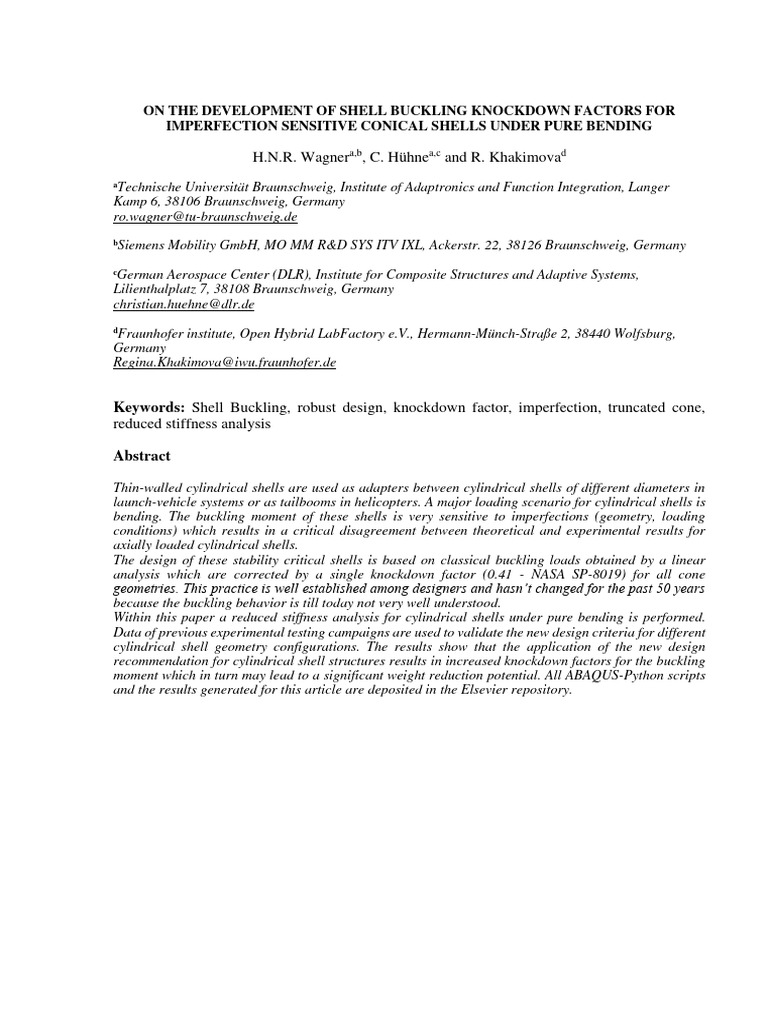 On the Development of Shell Buckling Knockdown Factors For | PDF | Buckling | Applied And ...